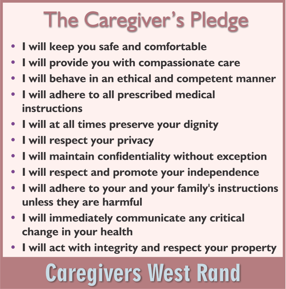 The Caregivers Code Of Conduct | Caregiver's West Rand